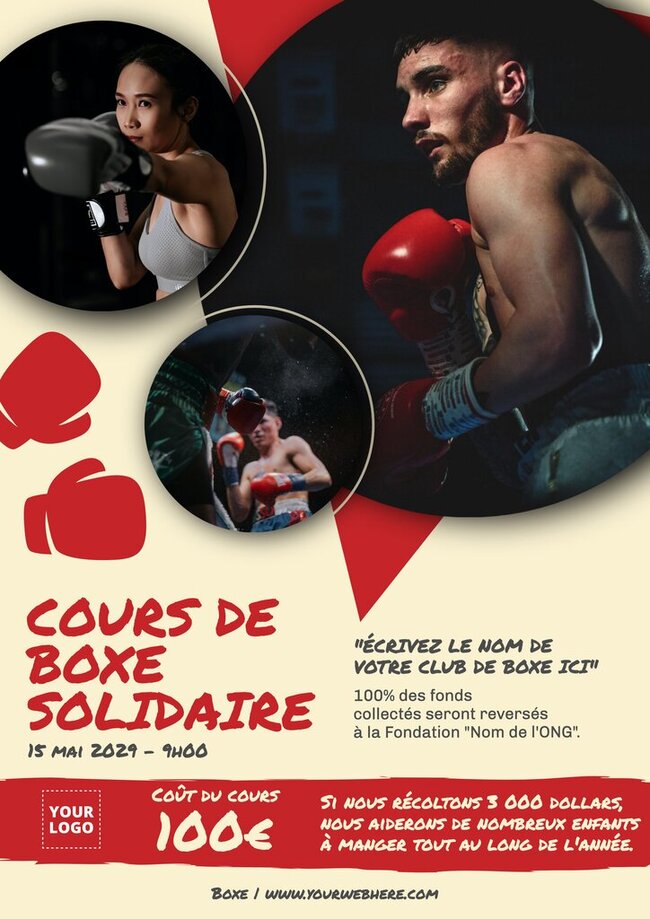 Flyers de boxe gratuits à éditer en ligne