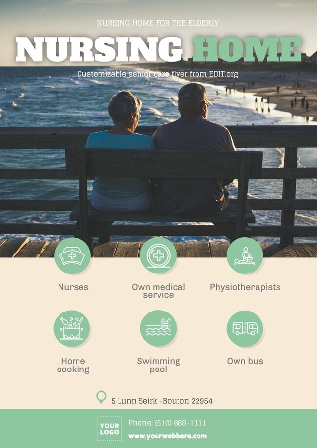 Create senior care and nursing home flyers using free templates