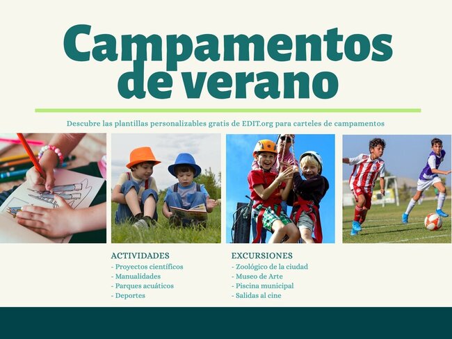 Carteles para promocionar campamentos de verano