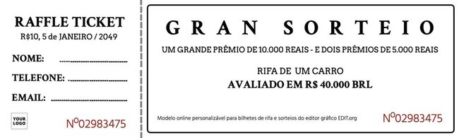 Modelos de bilhetes de rifa para impressão
