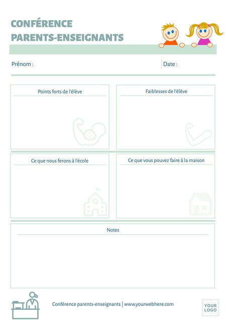 Fiches gratuites et imprimables pour réunions parents-profs