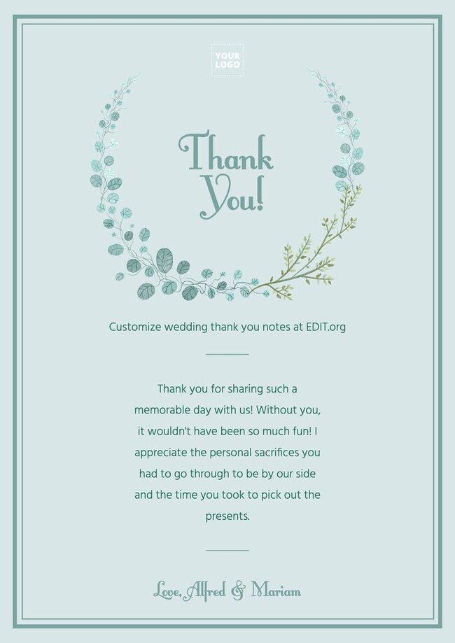 Custom beautiful thank you cards for weddings