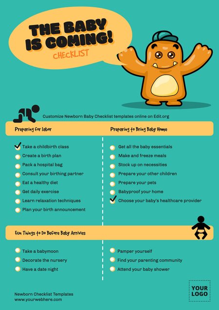 Printable Newborn Checklist Templates