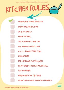 Kitchen Rules Sign Templates to Customize