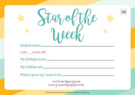 Free Star of the Week poster templates