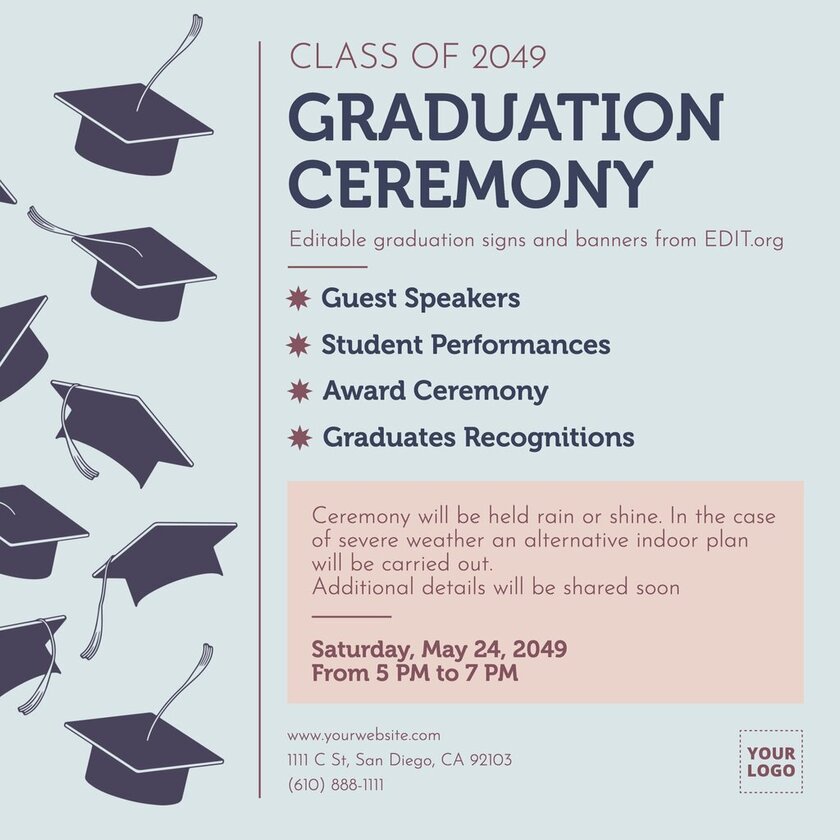 Graduation Ceremony Program Template High School Graduation College 