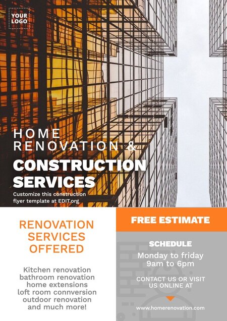 Free construction company poster and banner templates