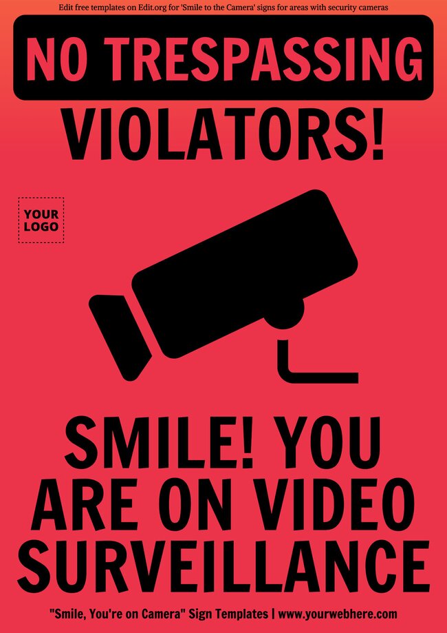 Smile, You Are On Camera Sign Templates