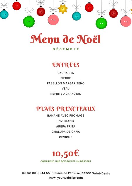 Modèles de menus pour le réveillon de Noël et du Nouvel An