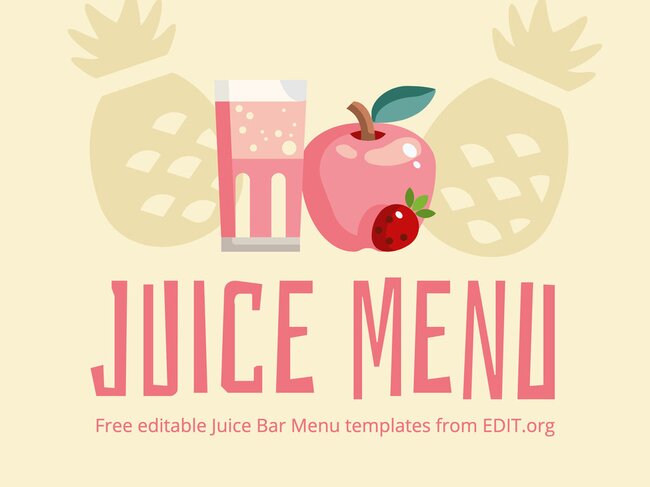 Design Juice Bar Menu Templates Online