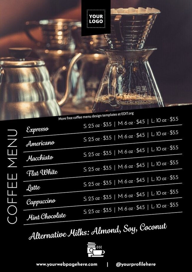 Free coffee menu templates to print
