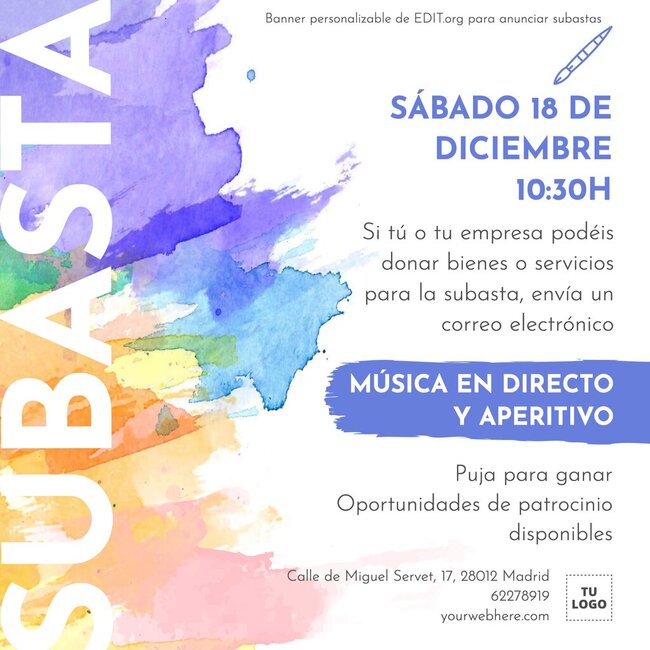 Plantillas para carteles de Subastas gratis