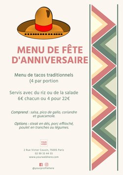 Personnalisez des modèles de menus de restaurants mexicains gratuits