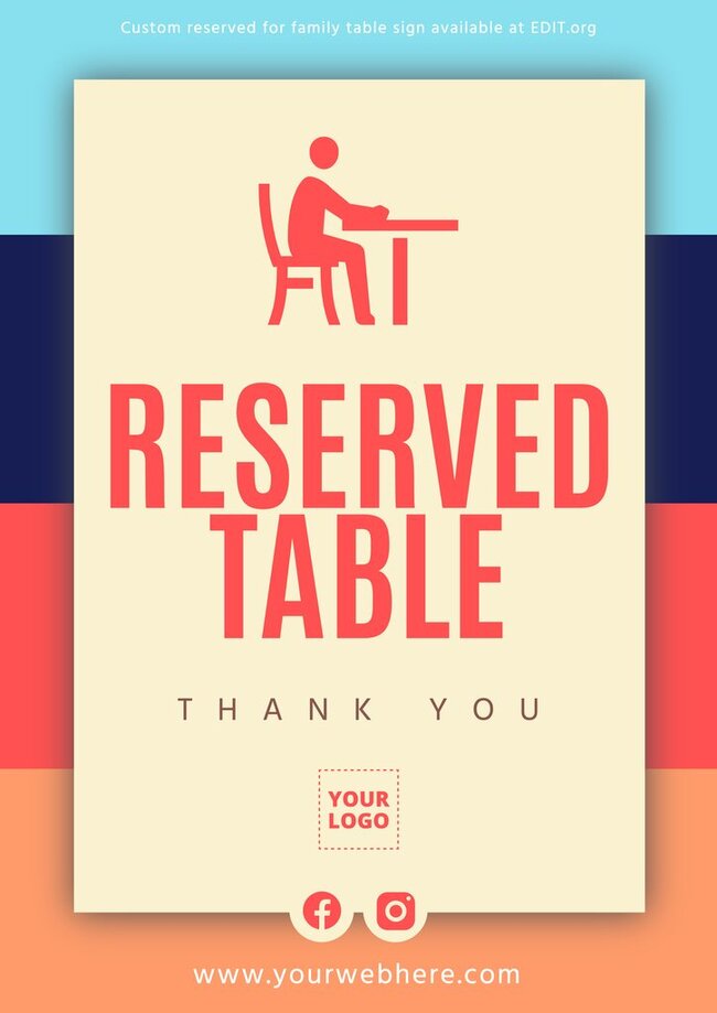 Customize printable reservation signs for tables