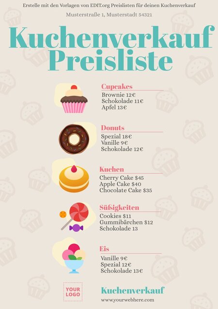 Backwarenverkauf Plakatvorlagen online