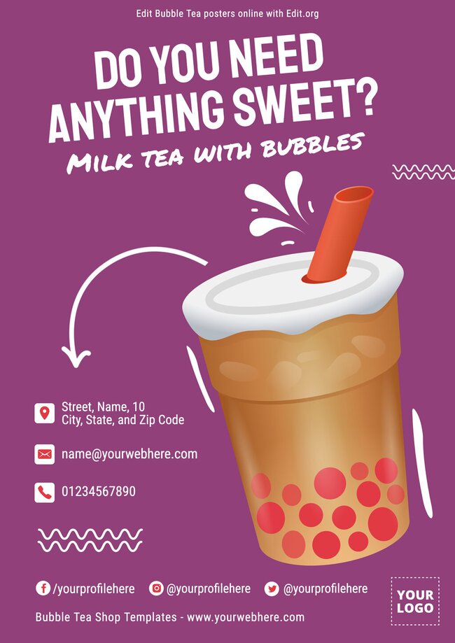 Bubble Tea Poster Designs to Customize