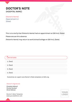Printable Doctor's Note Templates for Work Absence