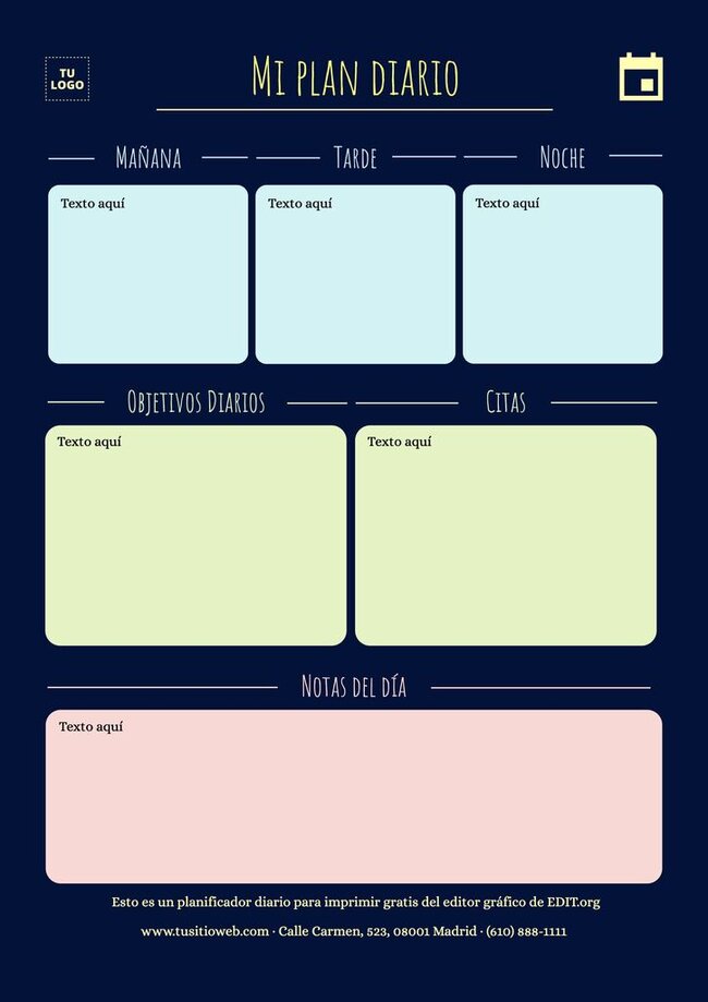 Planificadores diarios para personalizar online