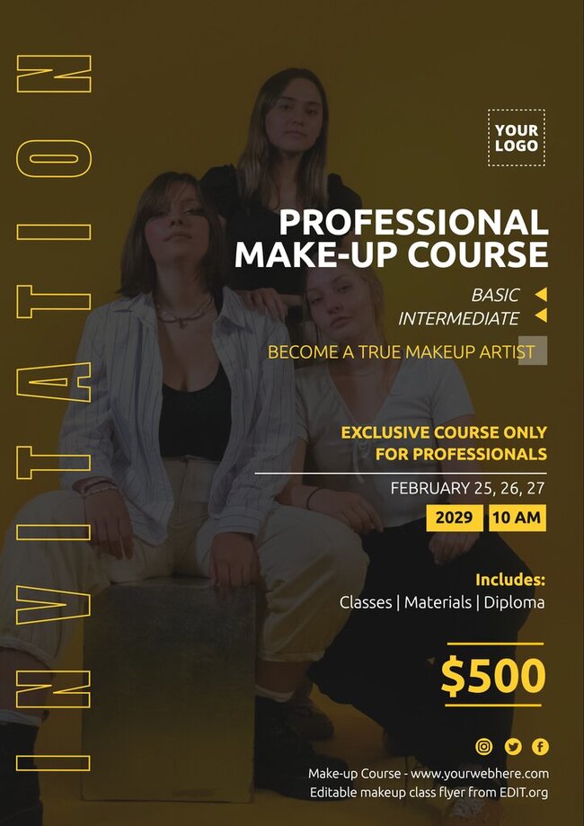 Edit Makeup Class Flyer Templates