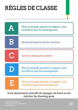 Modèles d'affiches gratuites et personnalisables sur le règlement de classe