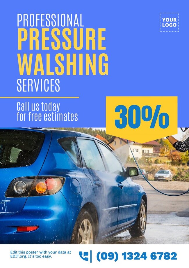 Create pressure washing flyers for your business with editable templates