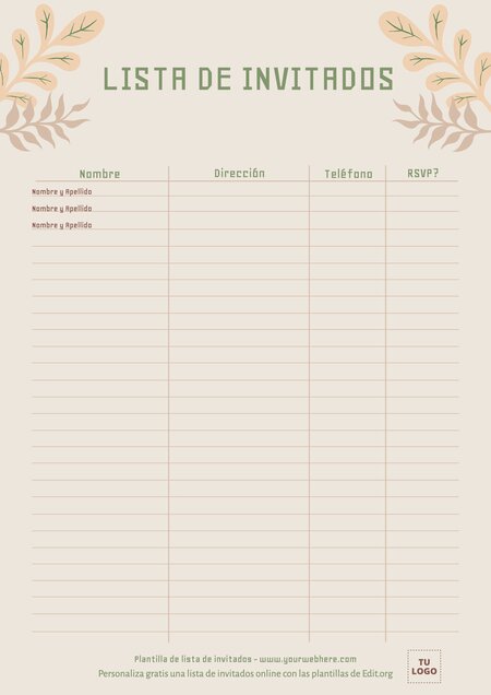 Crea una Lista de Invitados online gratis