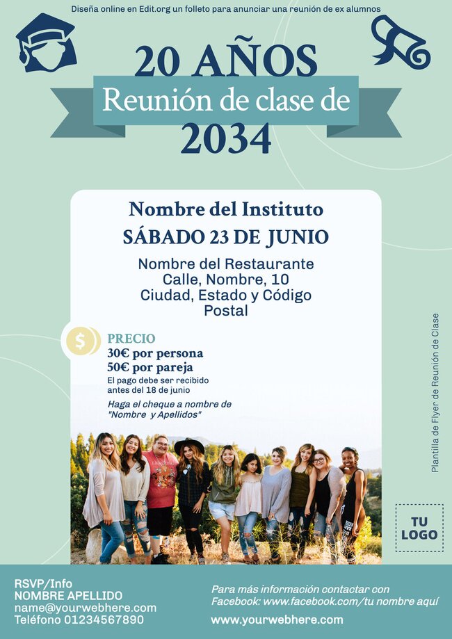 Flyers para una Reunión de Antiguos Alumnos editables
