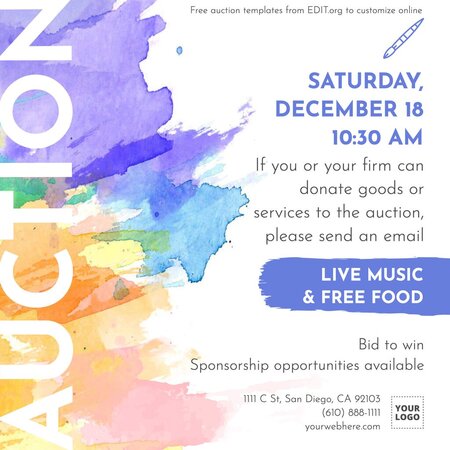 Free templates to create auction posters and ads