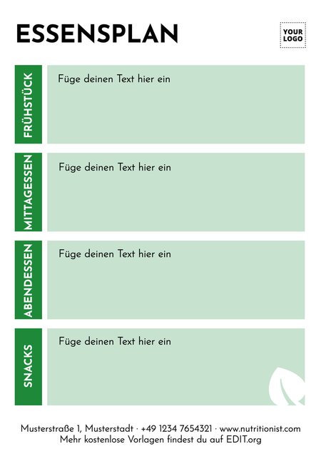 Online bearbeitbare Entwürfe für Ernährungsberater