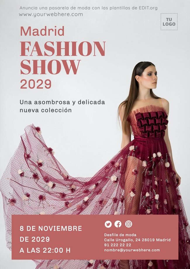 Flyers para Desfiles de Moda editables gratis