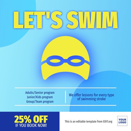Create Swimming Lessons Ads with Free Templates