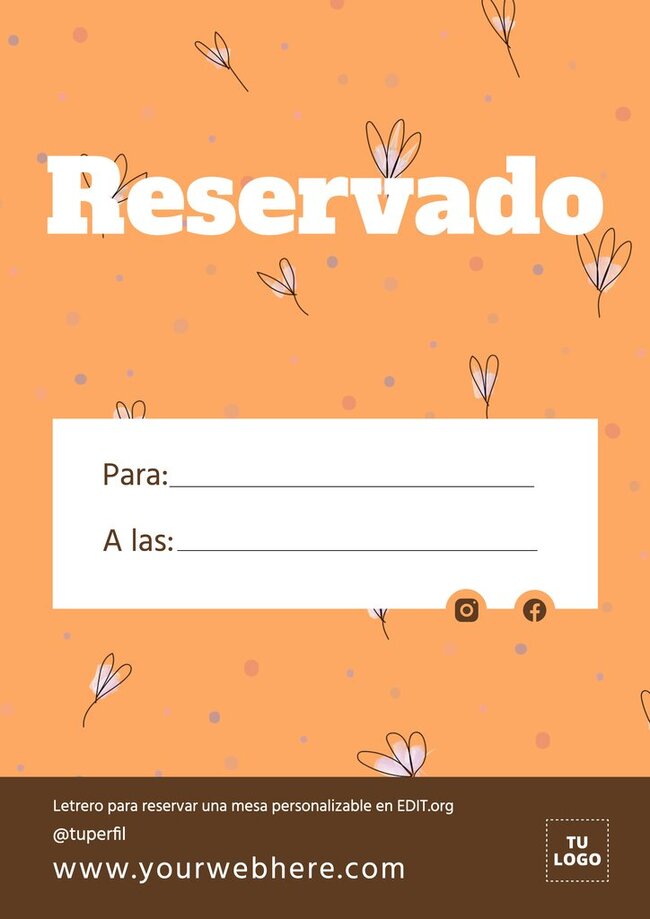 Crea un letrero de Reservado para Mesas online