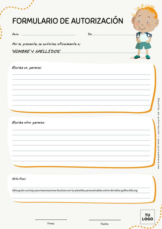 Plantillas de Autorizaciones gratis para escuelas