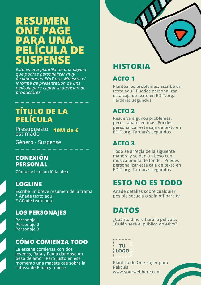 Plantillas One Pager para editar online