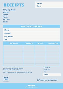 Customize a Receipt Template online