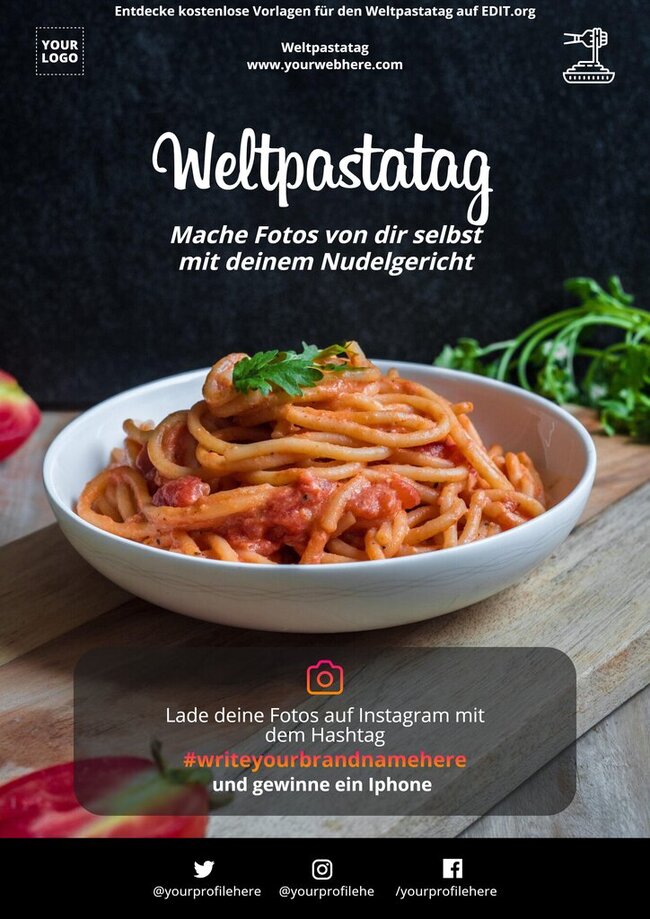 Entwirf kostenlose Banner für den Welt-Pasta-Tag