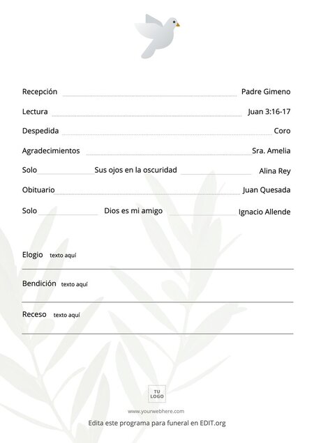 Diseña gratis un programa para un funeral