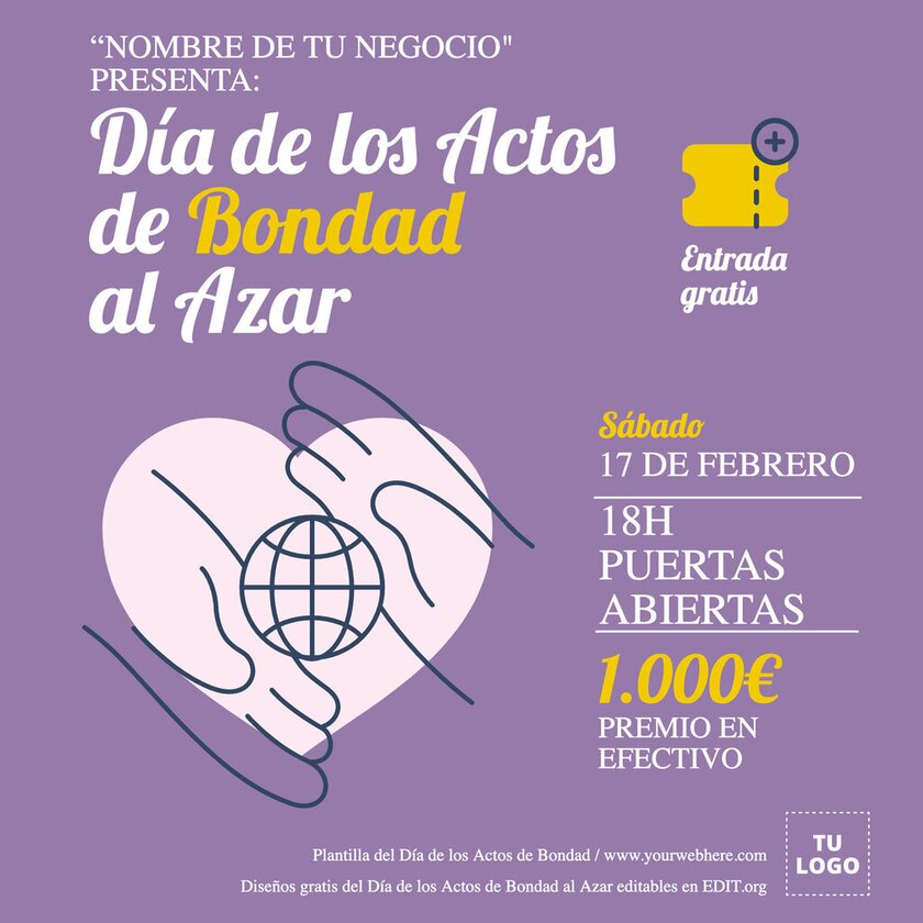 Crea pósters del Día de los Actos de Bondad al Azar