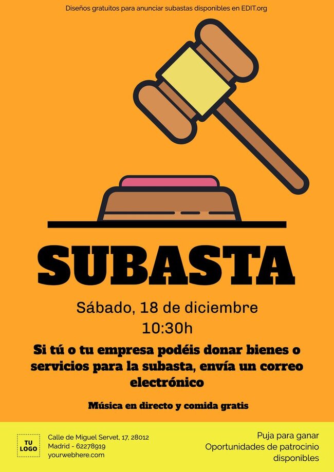 Plantillas para carteles de Subastas gratis