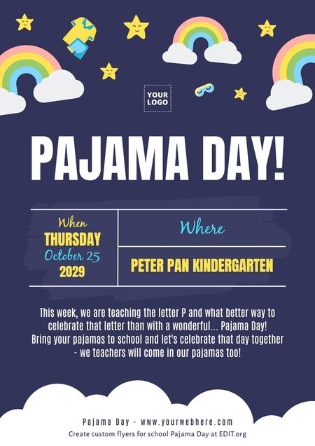 Editable Pajama Day Flyer designs