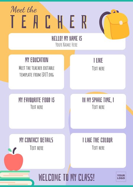 Edit free Meet the Teacher templates to print
