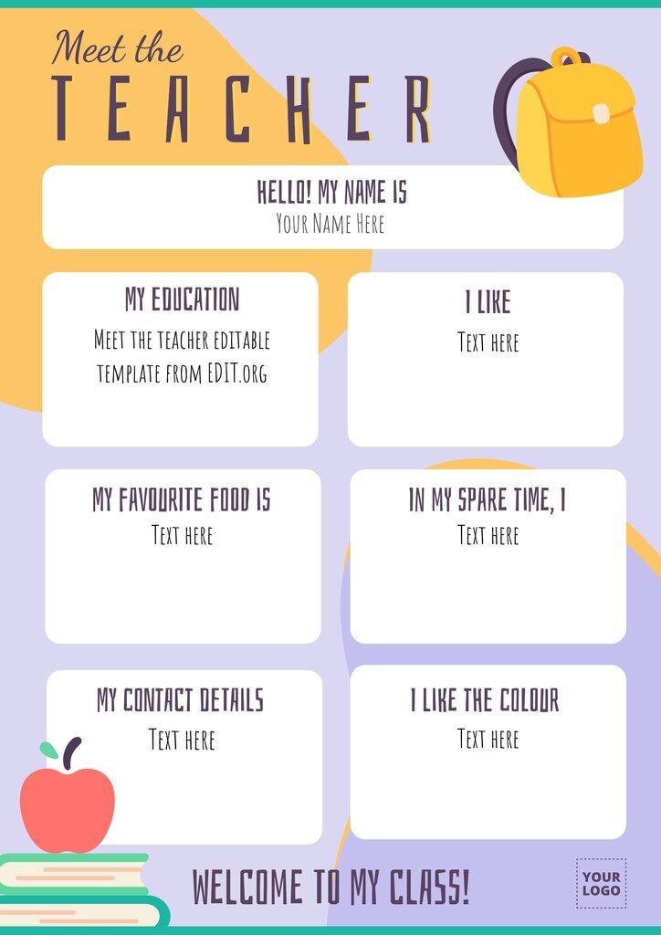 Free Meet Your Teacher Template Printable Templates
