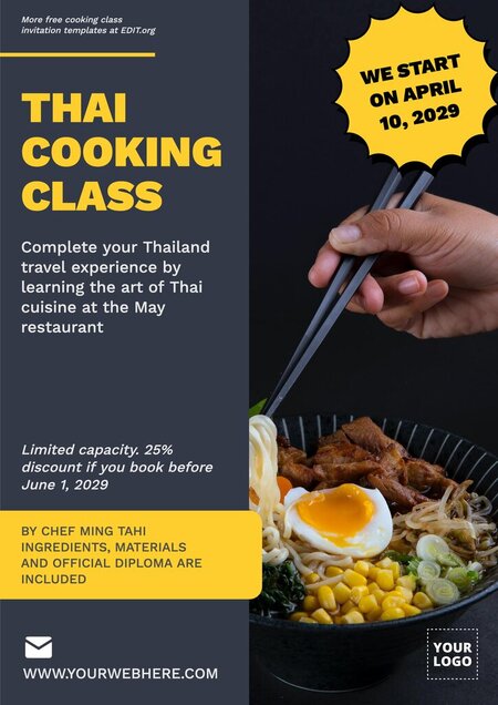 Cooking class flyer templates to customize online