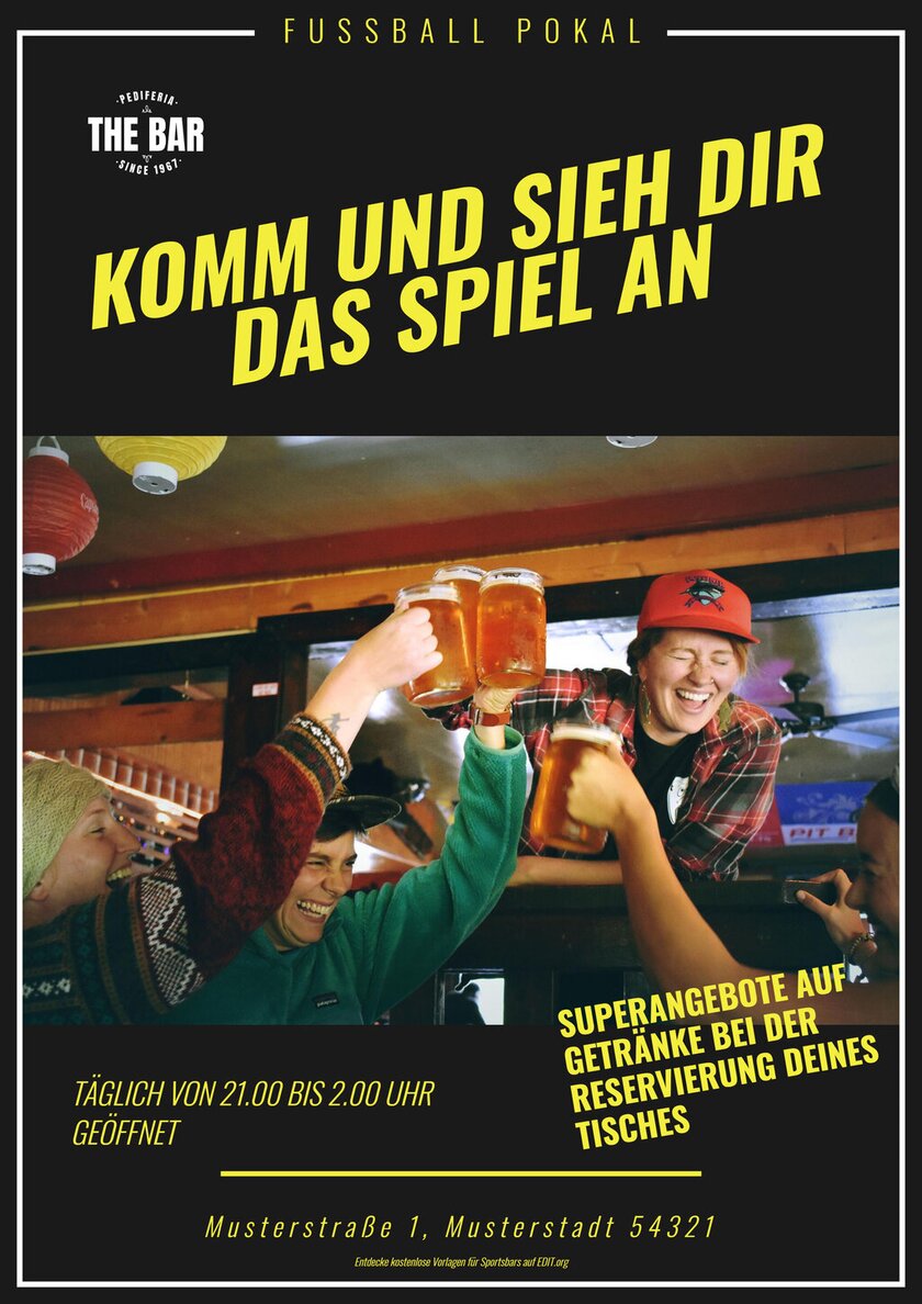 Plakate zur Werbung für Sportspiele in einer Bar