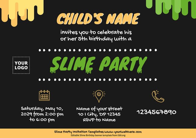 Create Slime Party Invitations Online