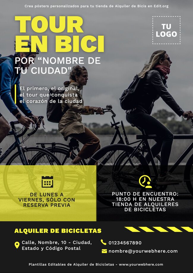Alquiler de Bicicletas: crea carteles con plantillas online