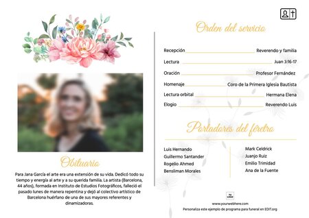 Diseña gratis un programa para un funeral