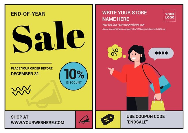 Customizable End of Year Sale Banner Templates