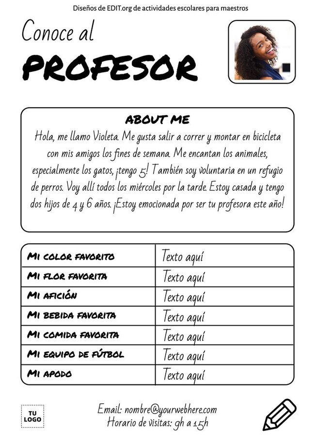 Plantillas de Conoce a tu Profesor para imprimir
