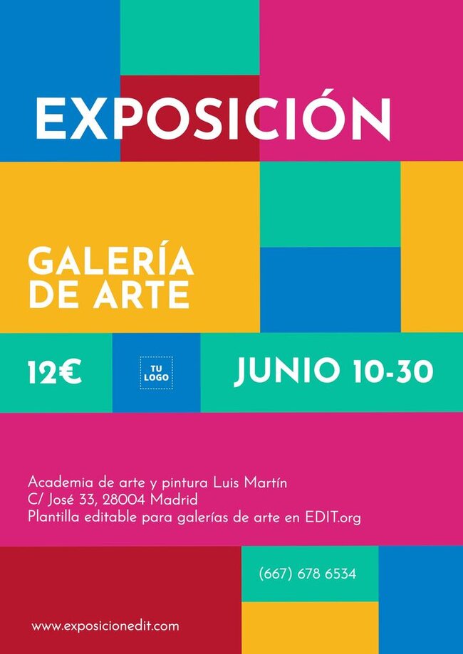 Promociona Exposiciones de Arte con diseños editables